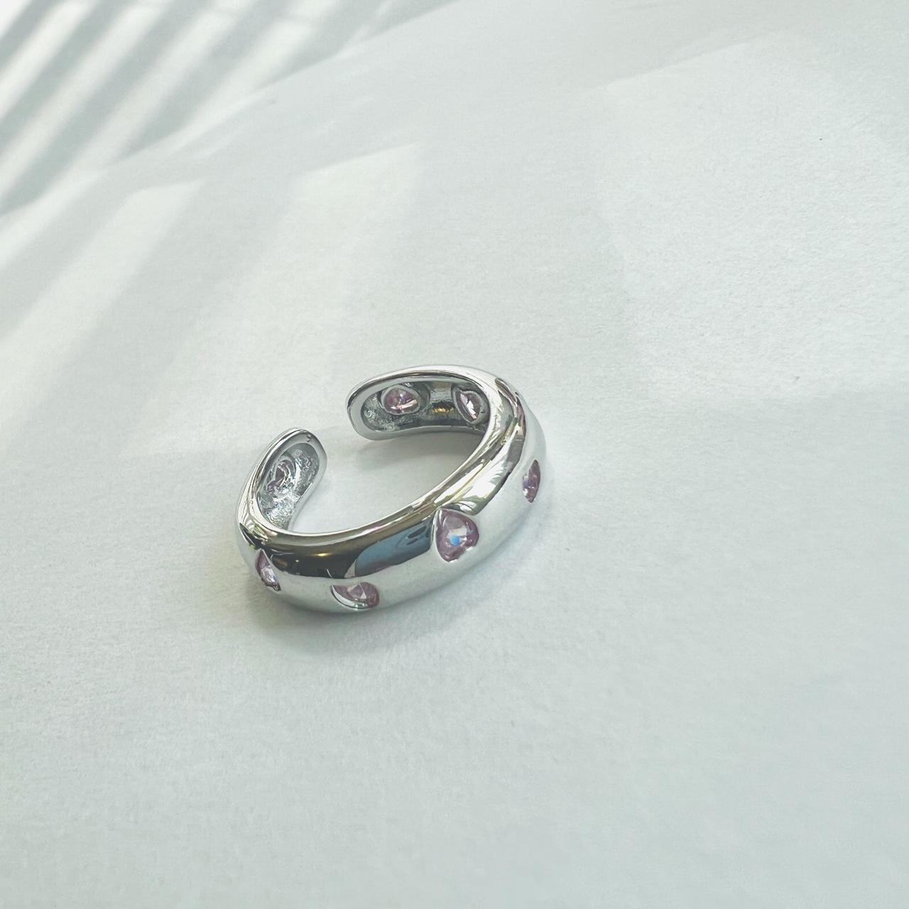 Pink Heart zirconia ring Unique design Y2K style... - Depop