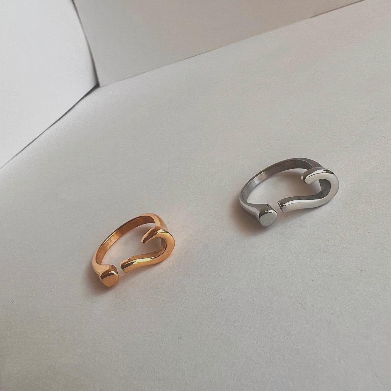 Gold Silver question mark ring Unique design... - Depop