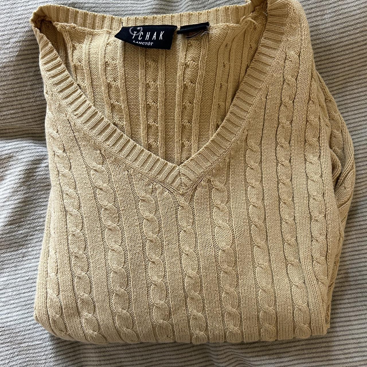 Light-weight mustard cable knit sweater! Slightly... | Depop
