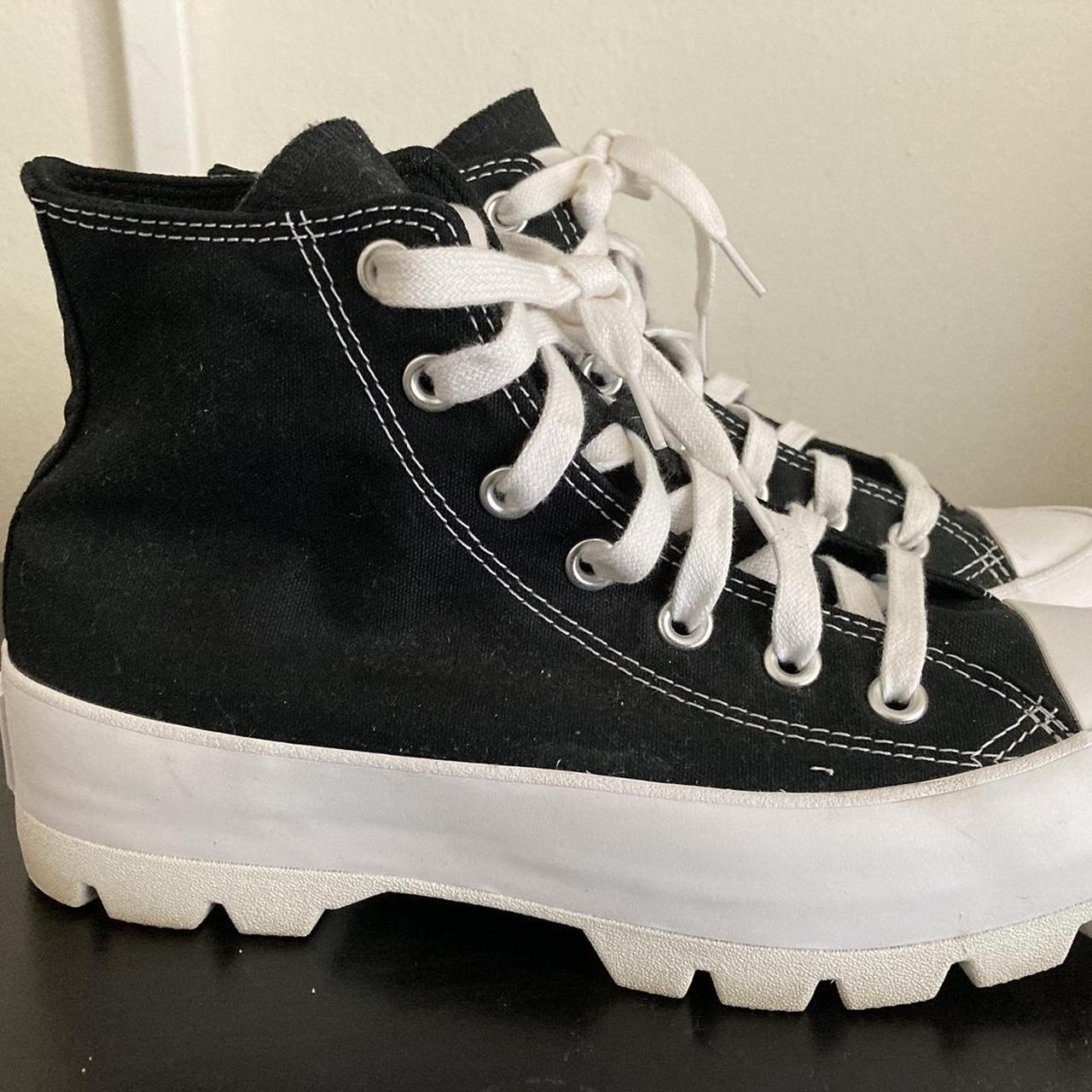 Black and white platform converse in size 8, pretty... - Depop