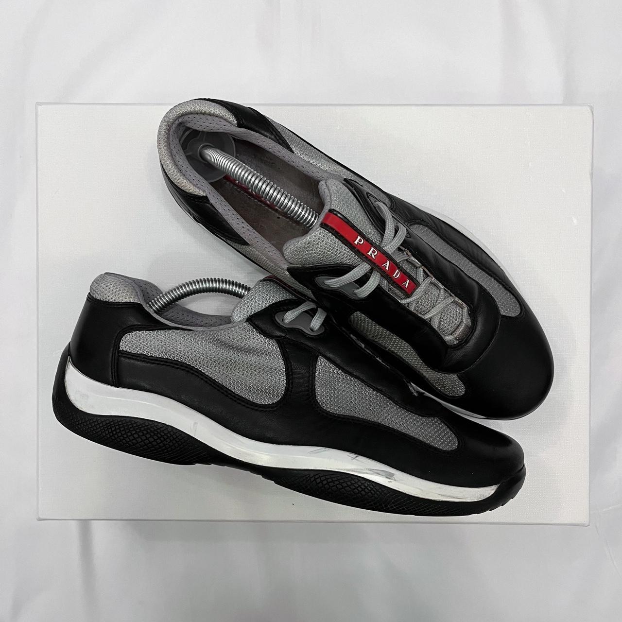 Vintage Prada Americas Cup Trainers Sneakers Black... - Depop