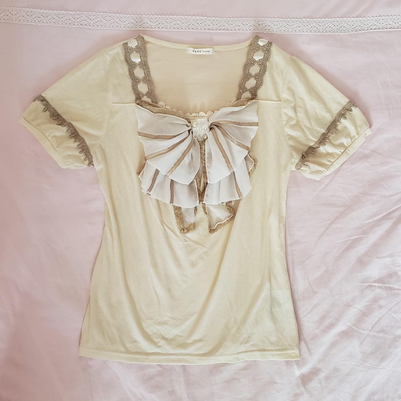 Women's White and Cream T-shirt | Depop