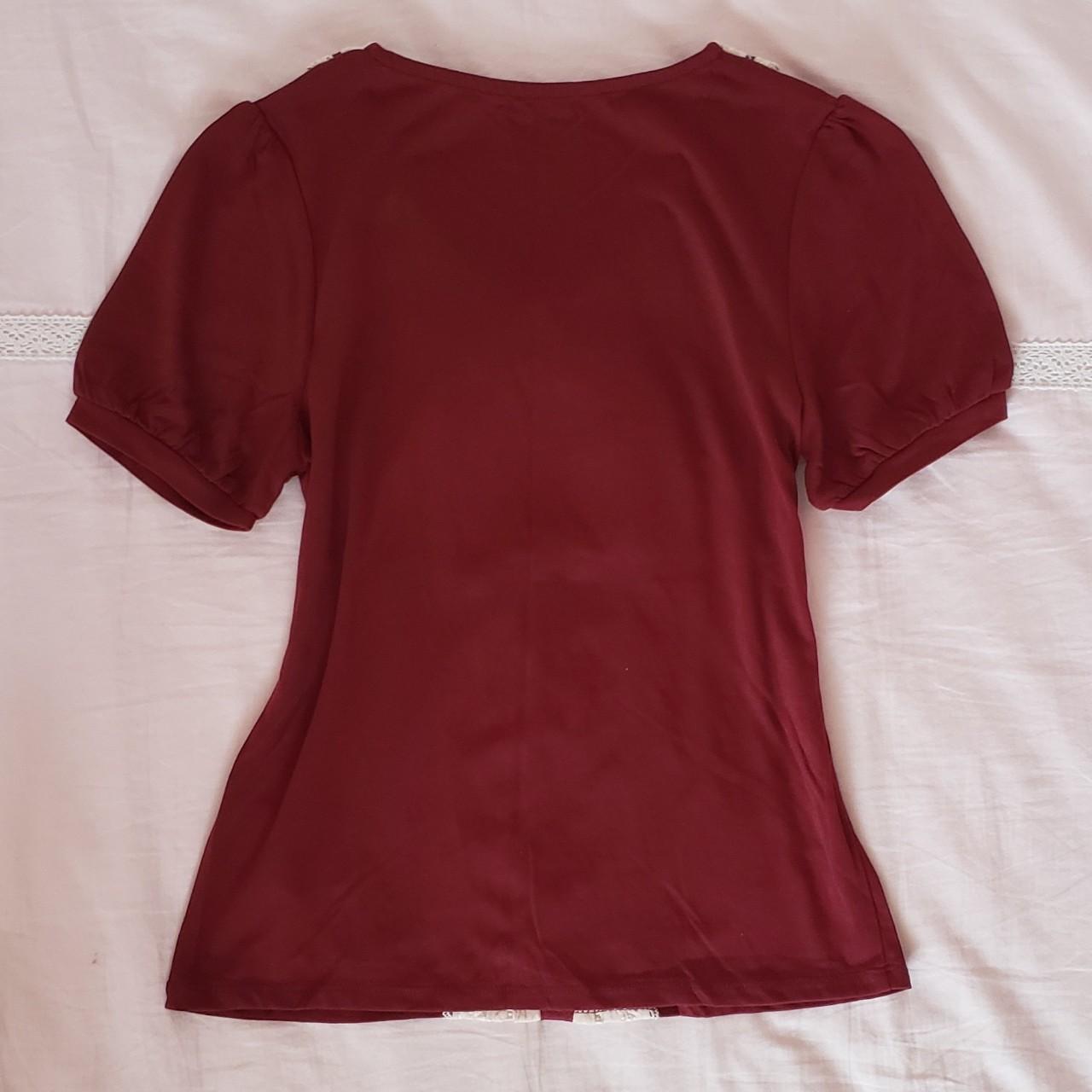 Adorable red sailor top with lace trim and a bow.... - Depop