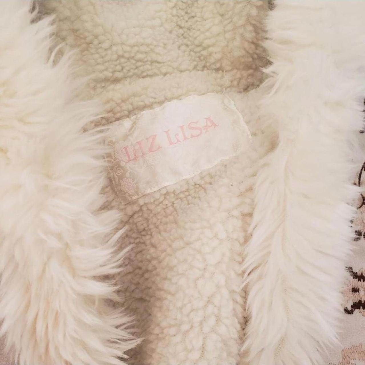 y2k Liz Lisa embroidered suade hooded coat with faux... - Depop