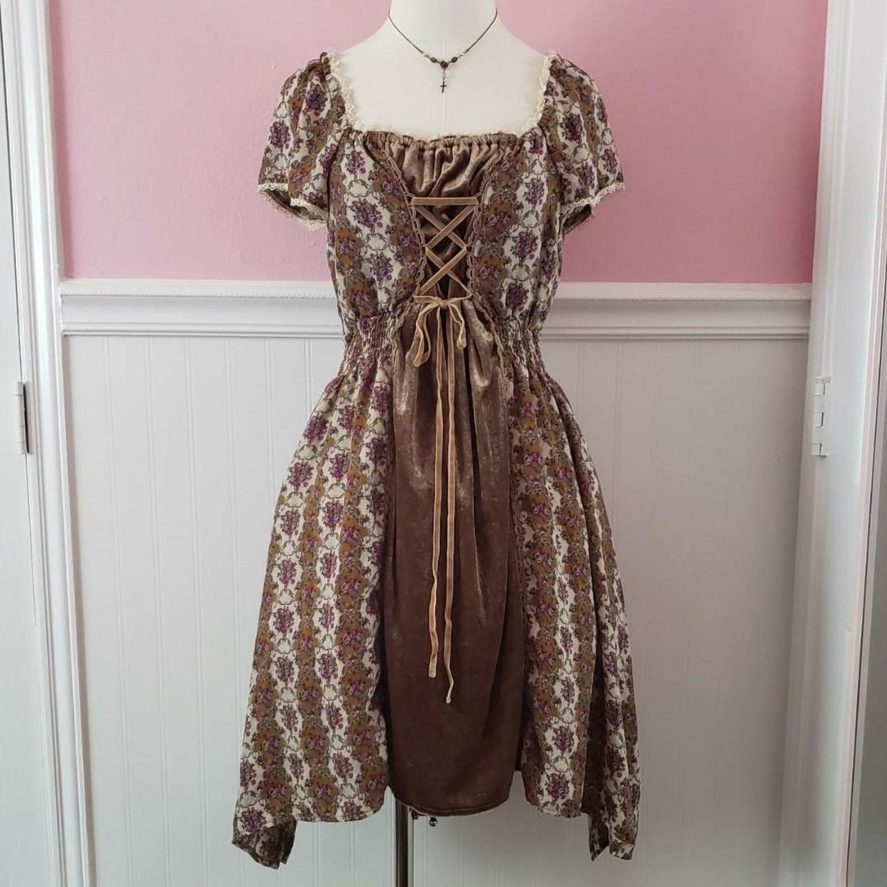 Romantic floral lace-up Axes Femme dress. Size small... - Depop