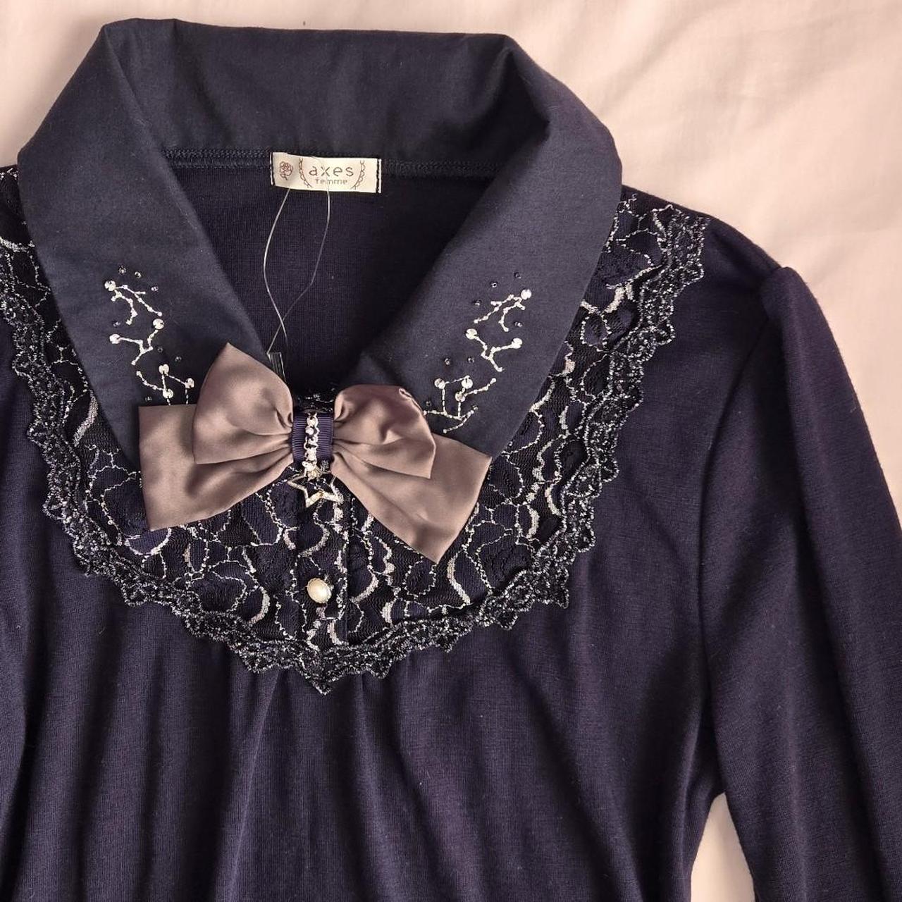 Navy blue Axes Femme constellation longsleeve top... - Depop
