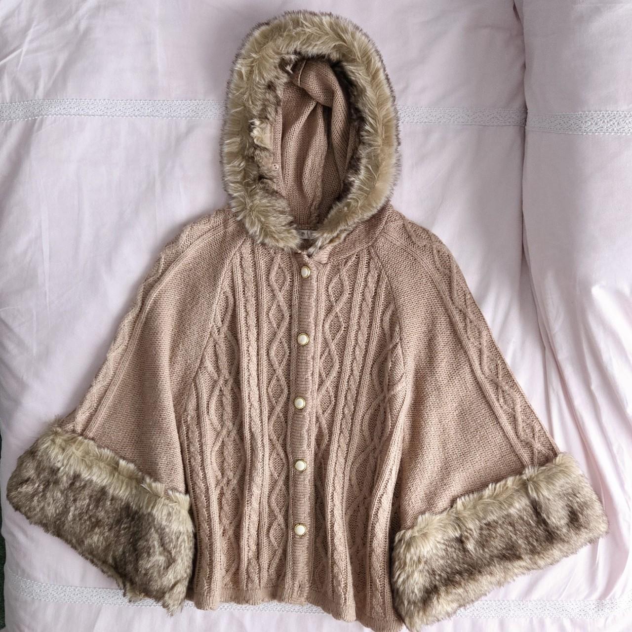Super cute and soft knitted cloak with pearlescent... | Depop