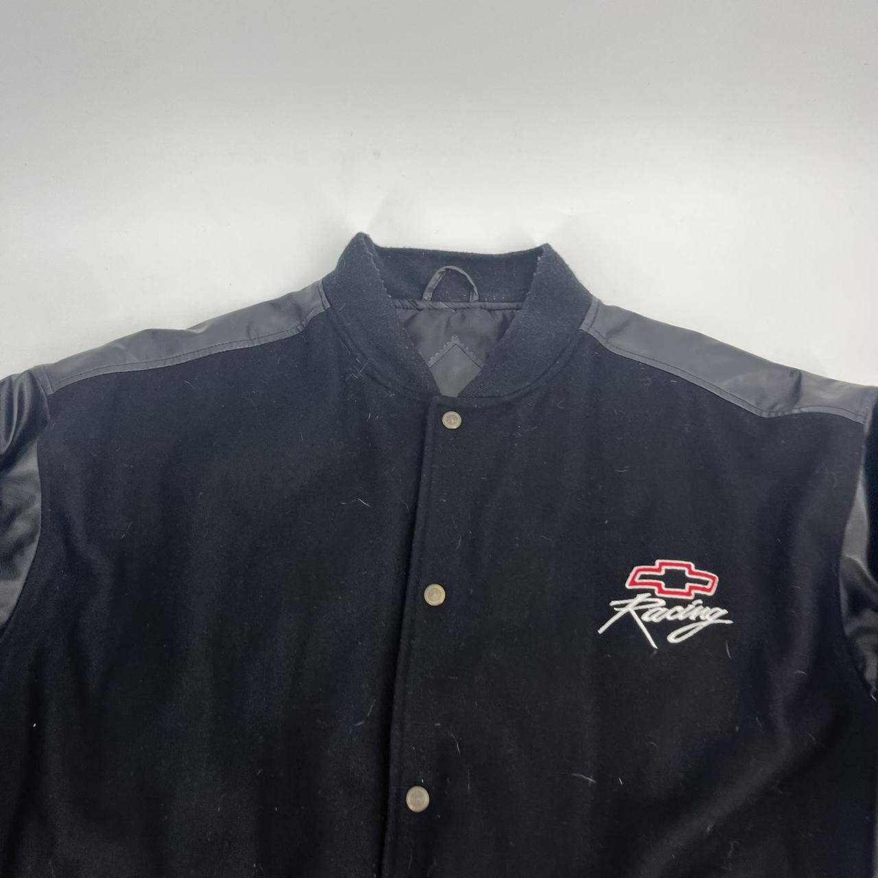 Vintage Chevrolet Varsity Jacket Mens XL Black Wool... - Depop