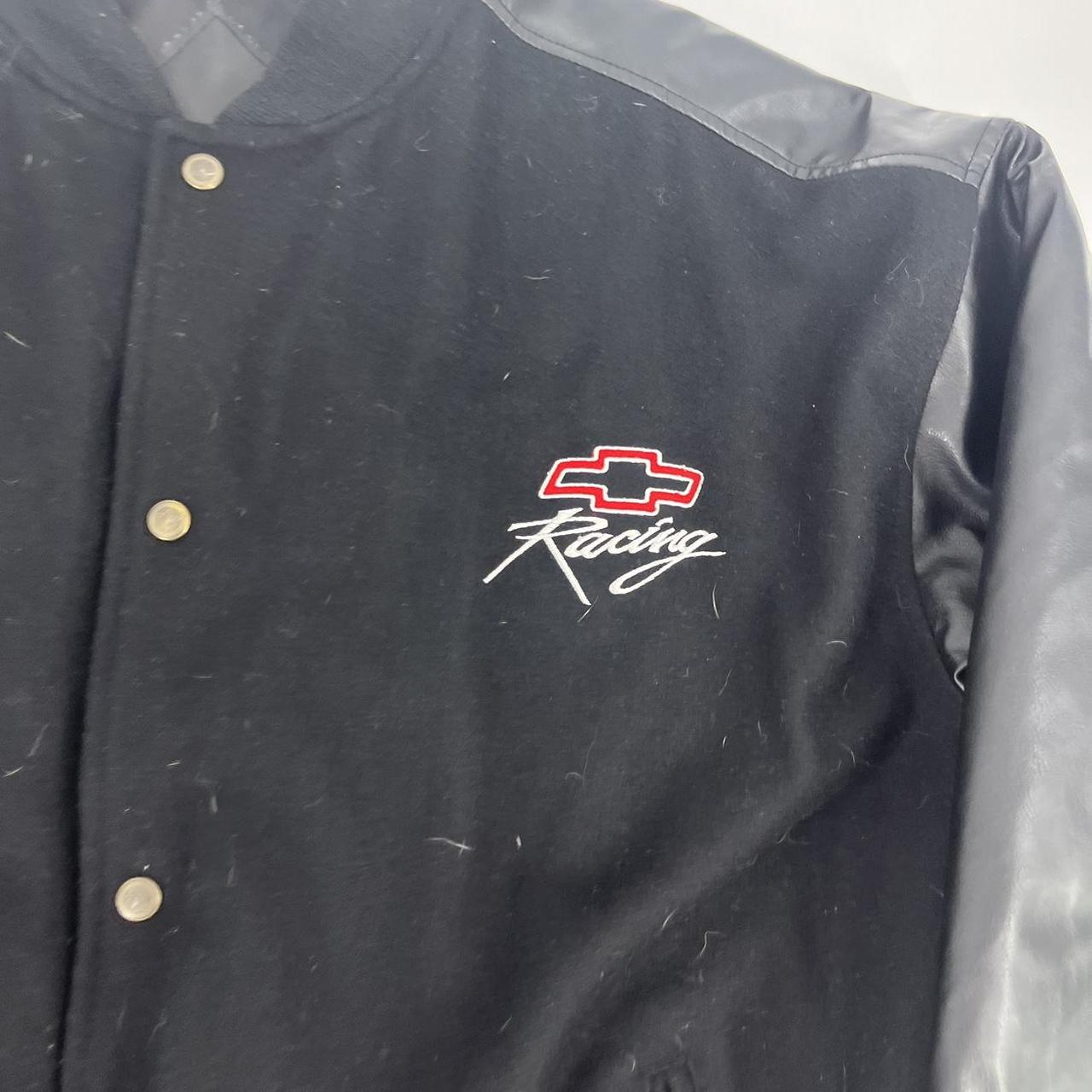 Vintage Chevrolet Varsity Jacket Mens XL Black Wool... - Depop