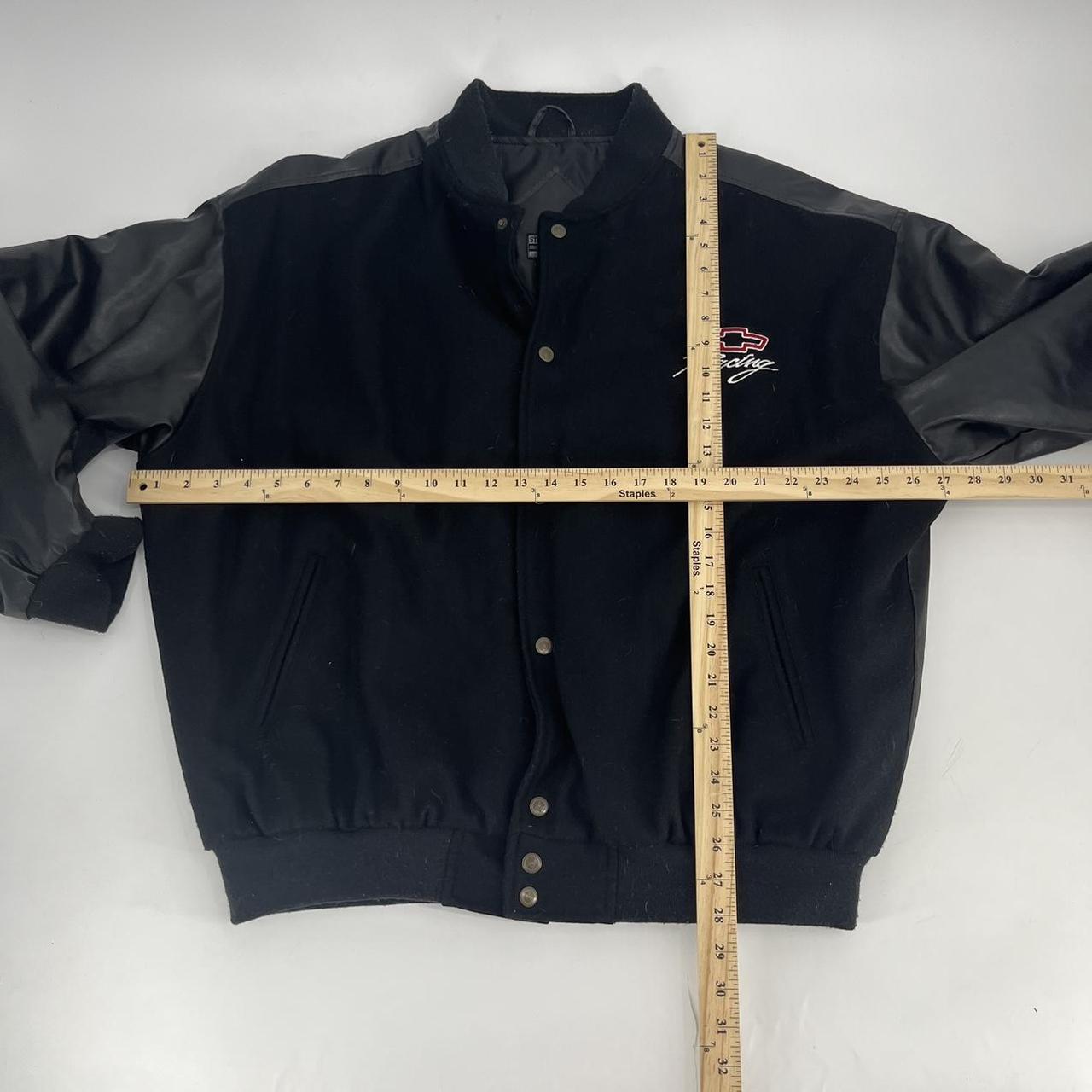 Vintage Chevrolet Varsity Jacket Mens XL Black Wool... - Depop