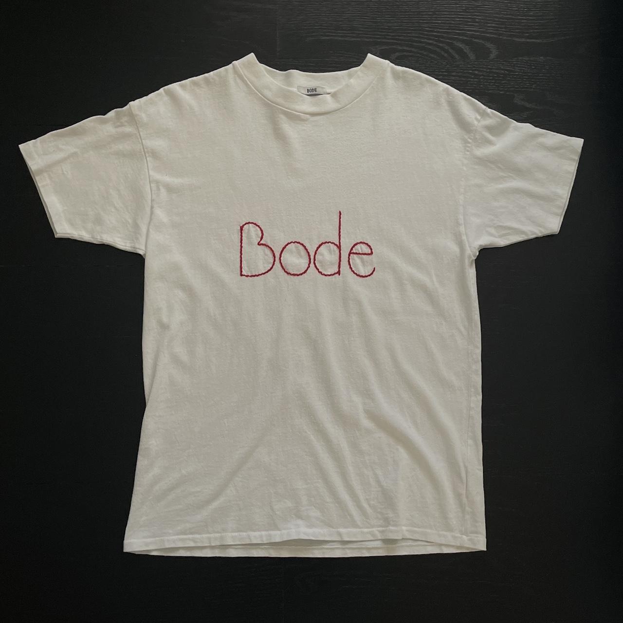 Bode T Shirt Red Embroidery Small White #bode - Depop