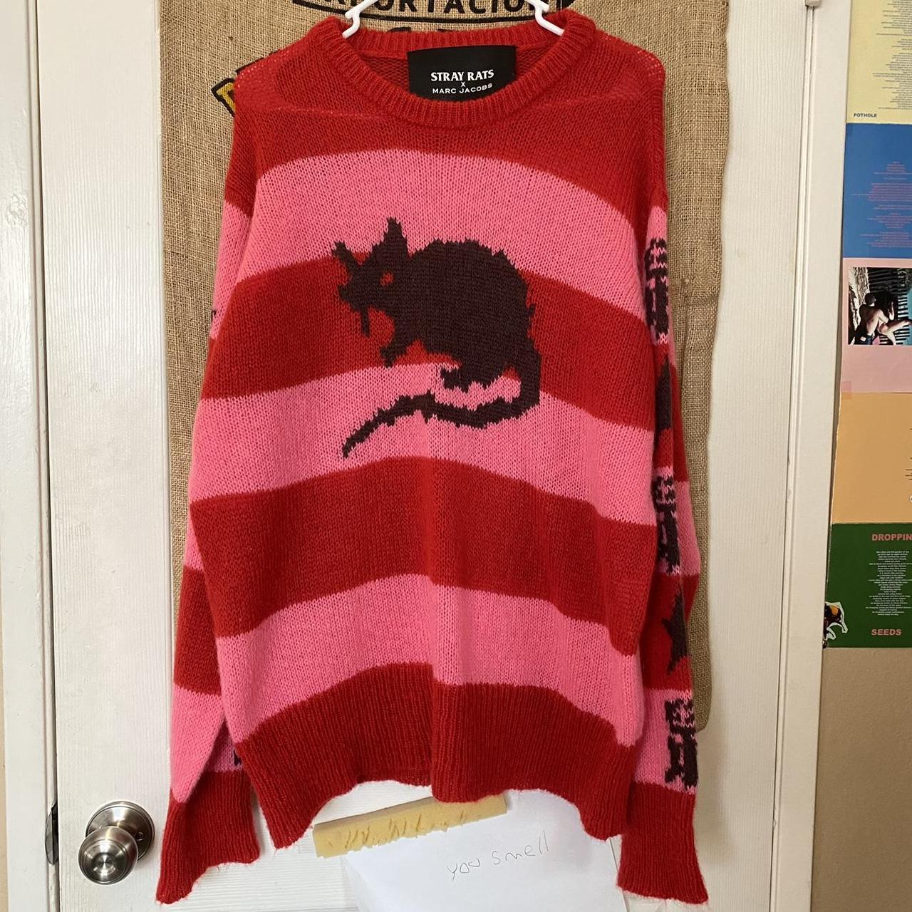 Stray Rats Men's Red and Pink Jumper | Depop