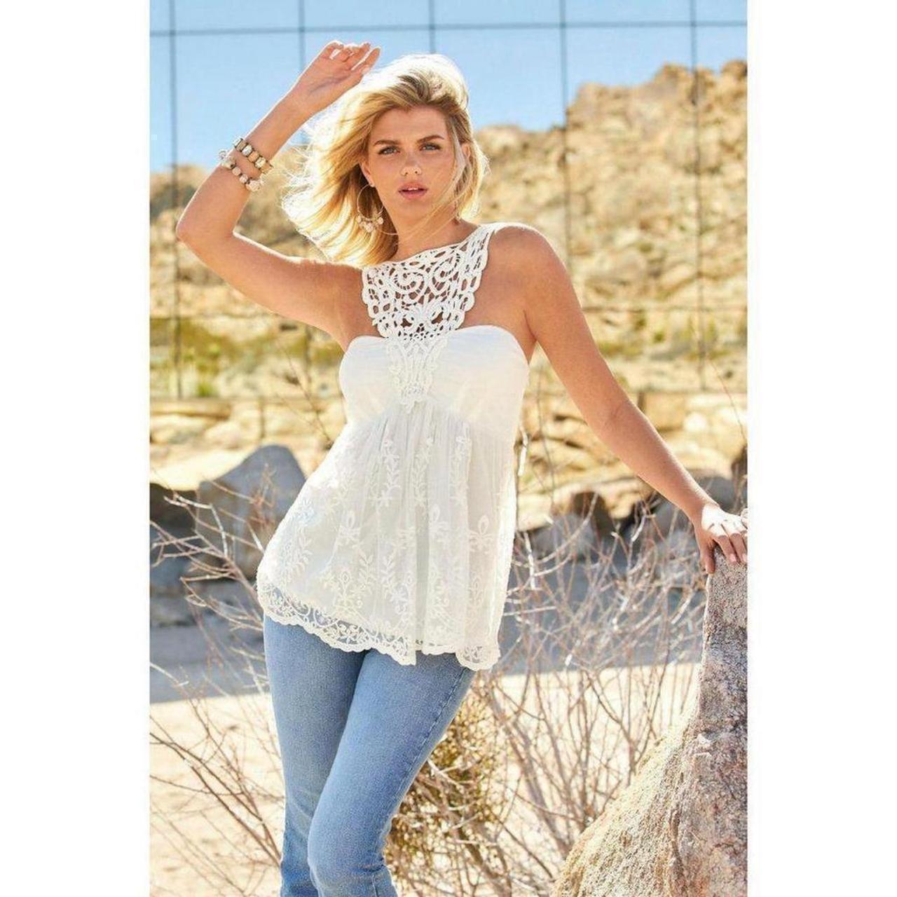 Boston Proper Sexy babydoll high-neck tank top... - Depop