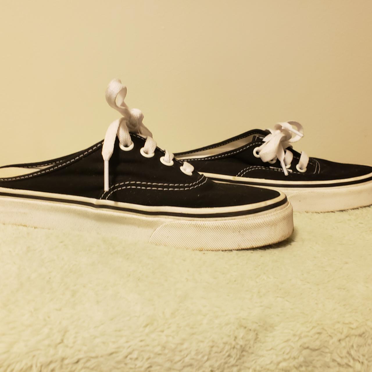 Vans Womens Canvas Black Lace-Up Slip-On Sneakers... - Depop