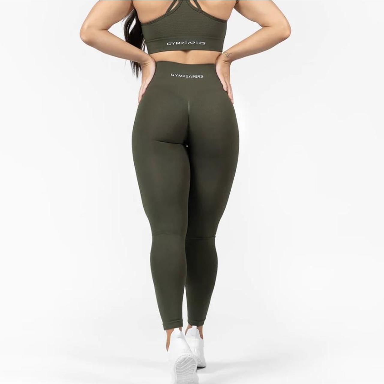 Gymreapers Legacy Scrunched Ranger Green Legging... - Depop