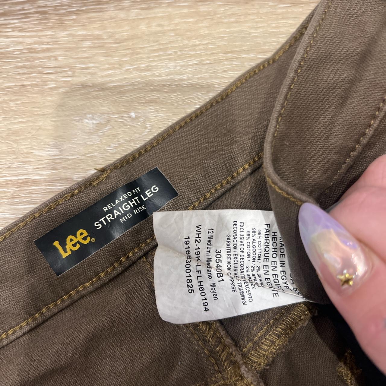 Lee relaxed fit straight leg mid rise brown pants.... - Depop