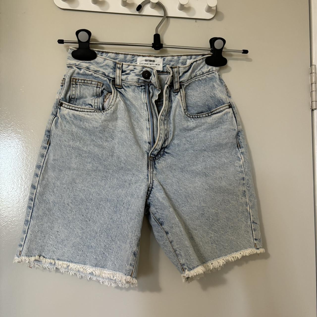 Light wash denim jorts High rise straight... - Depop