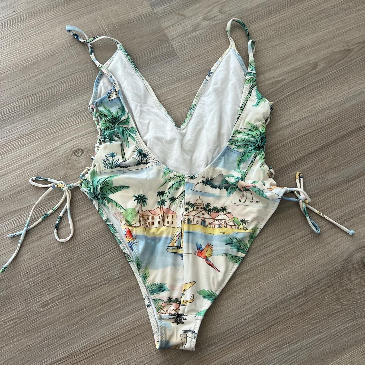 Zara one piece bathing suit with high legs, tie up... - Depop