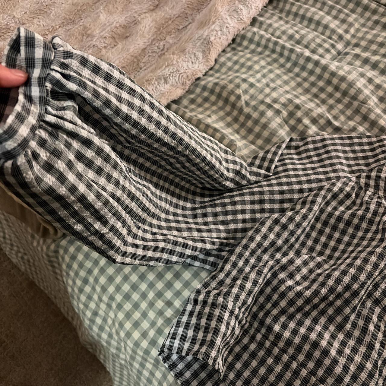 Black and white checkered blouse. Buttons up front.... | Depop