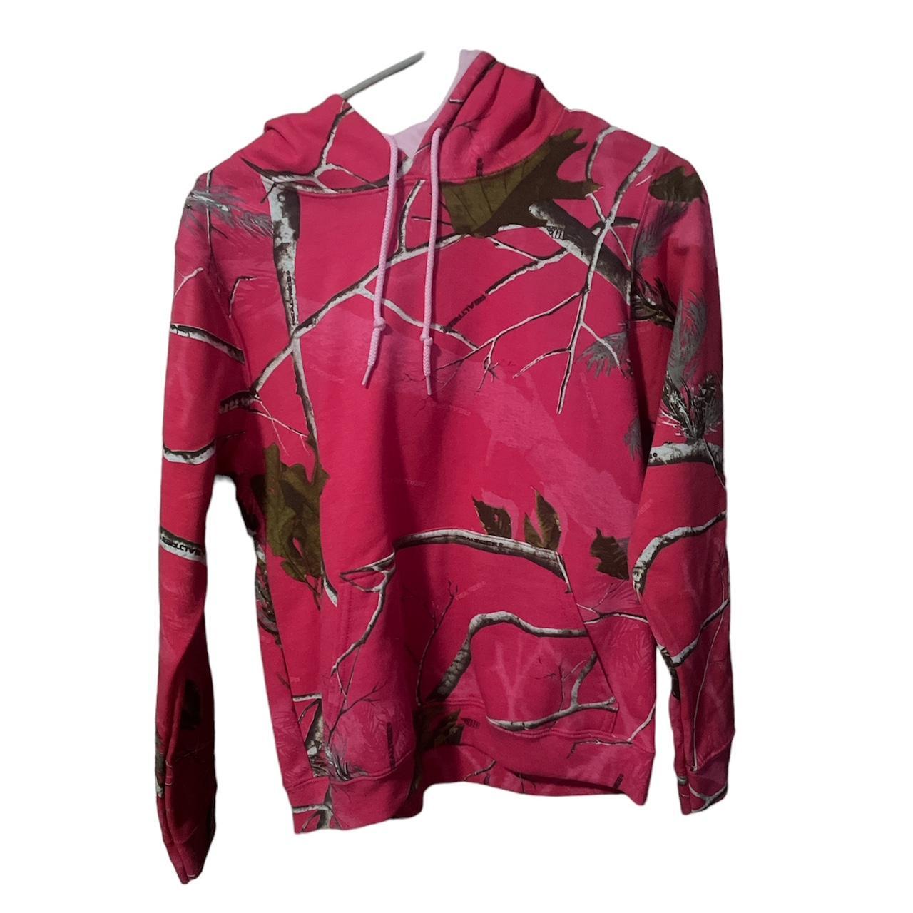Pink real tree camo hoodie Not much to say its... - Depop