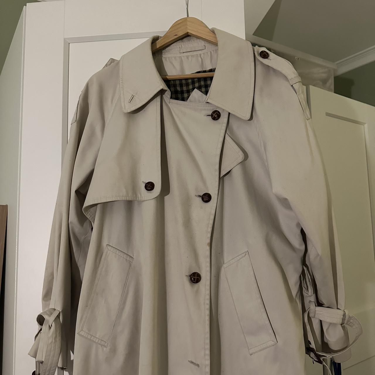 beige long trench coat fits size 8-10 perfectly... - Depop