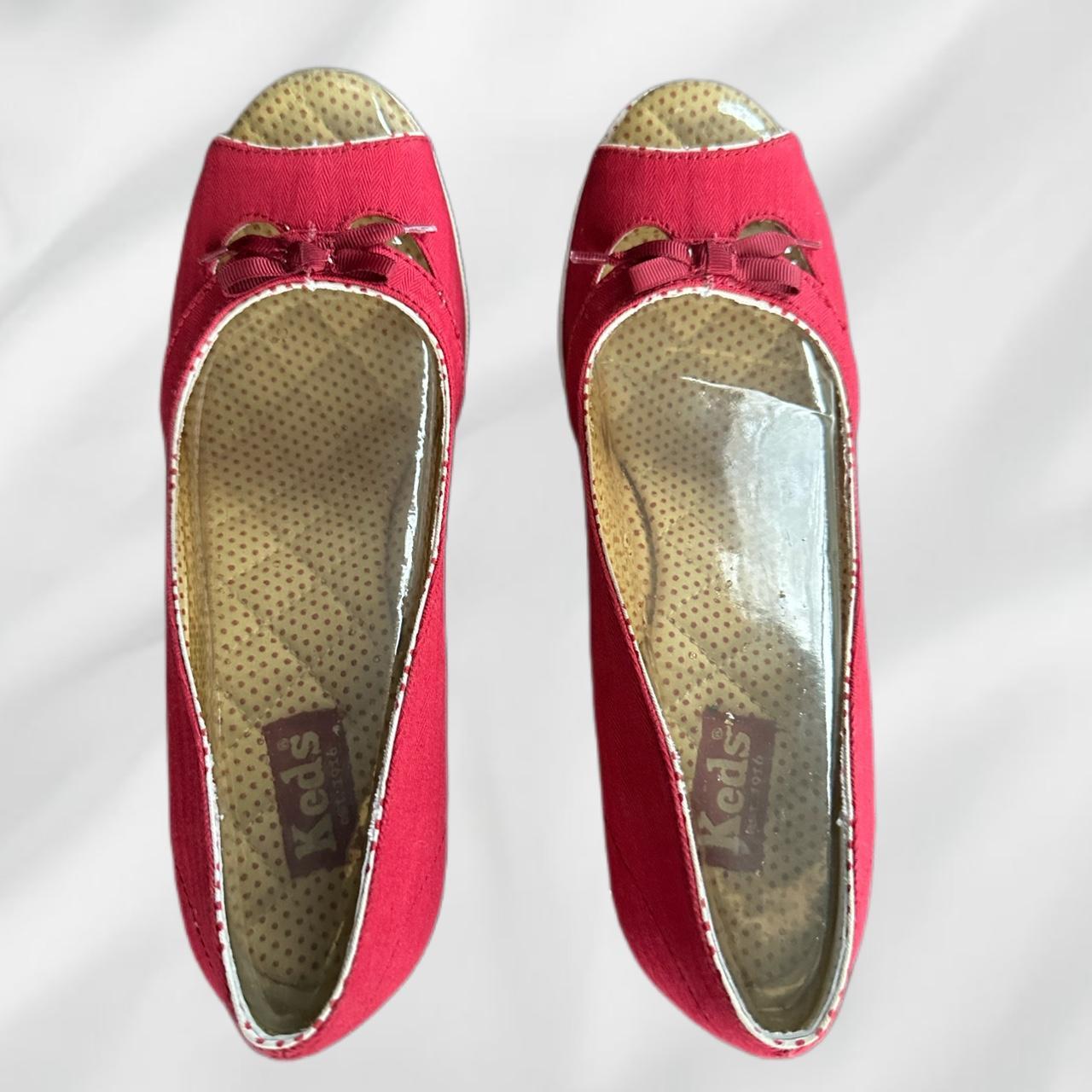 Keds est 1912 wedge heels red with polka dots in a... - Depop