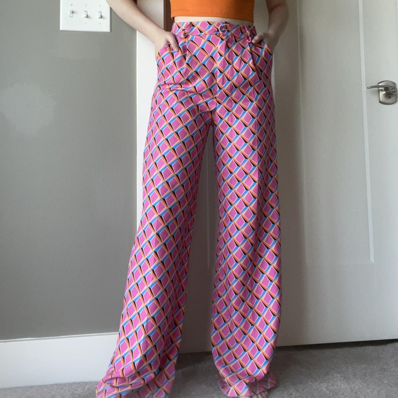 Boohoo - Pink Patterned Pants Next day... - Depop