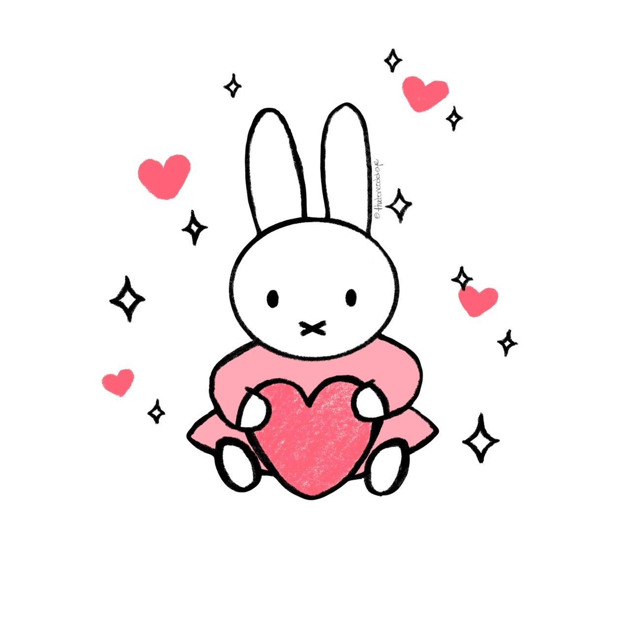 ♥️Pink Miffy Holding a Pink Heart Baby... - Depop