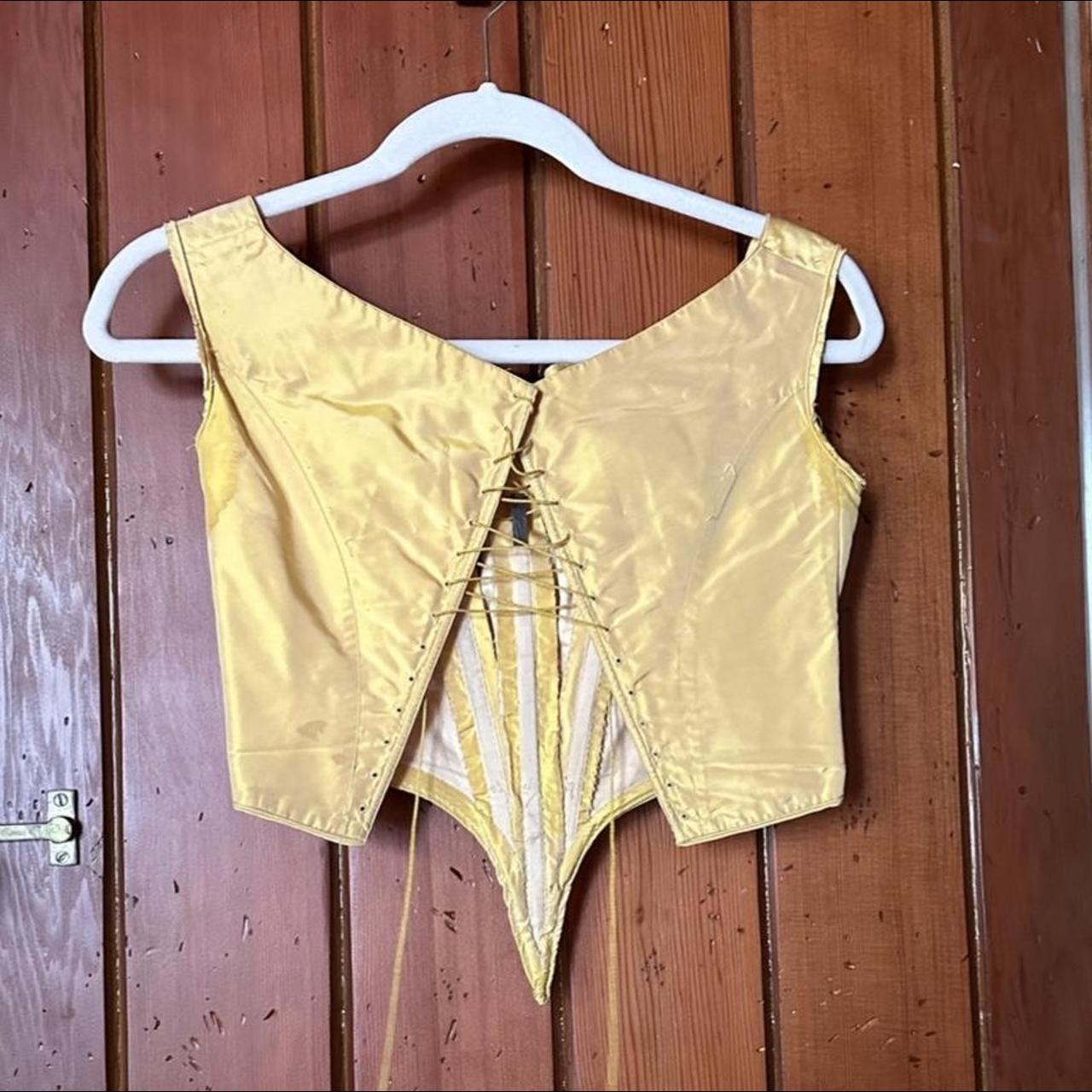 Victorian Yellow Taffeta Corset Yes I know it’s... - Depop