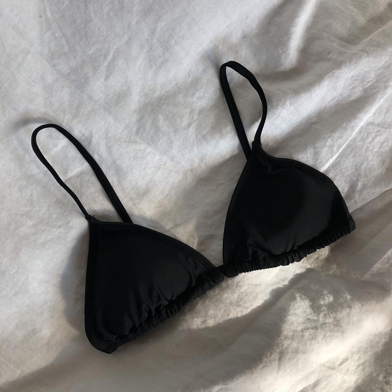 classic triangle black string bikini top! removable... - Depop