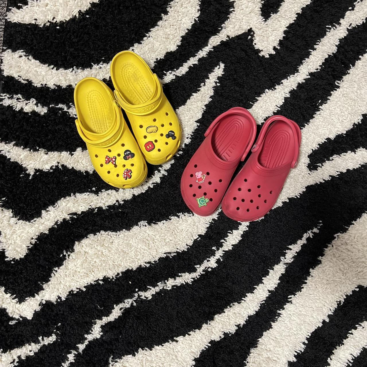 Crocs Women's Yellow and Red Sandals | Depop