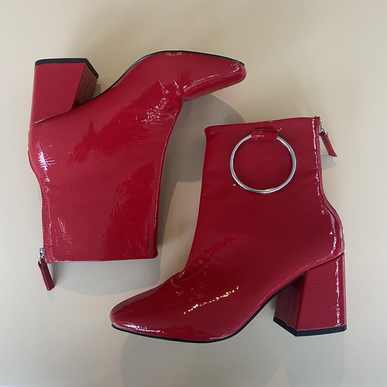 Women's Red and Silver Boots | Depop