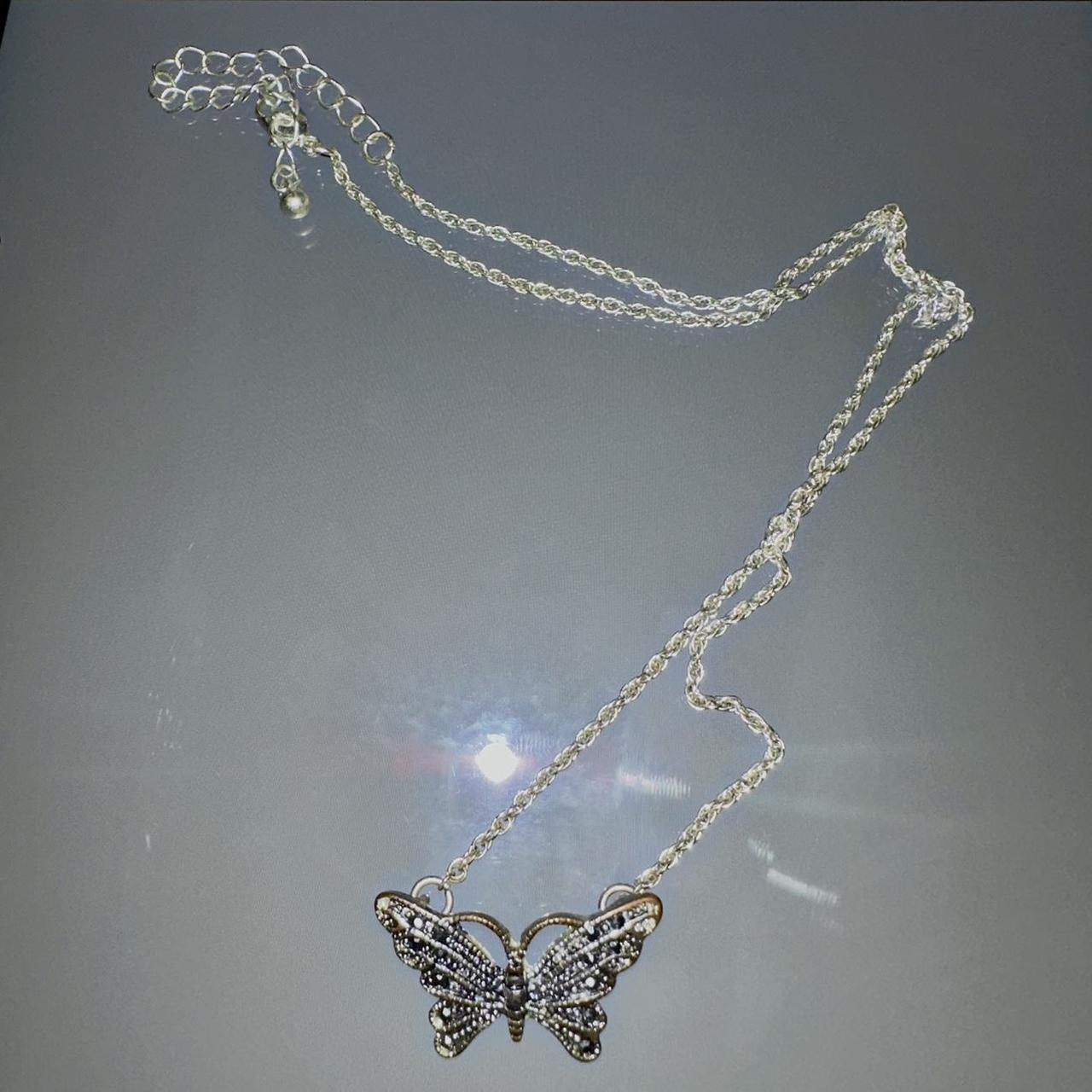 2000’s y2k silver butterfly necklace #y2k - Depop