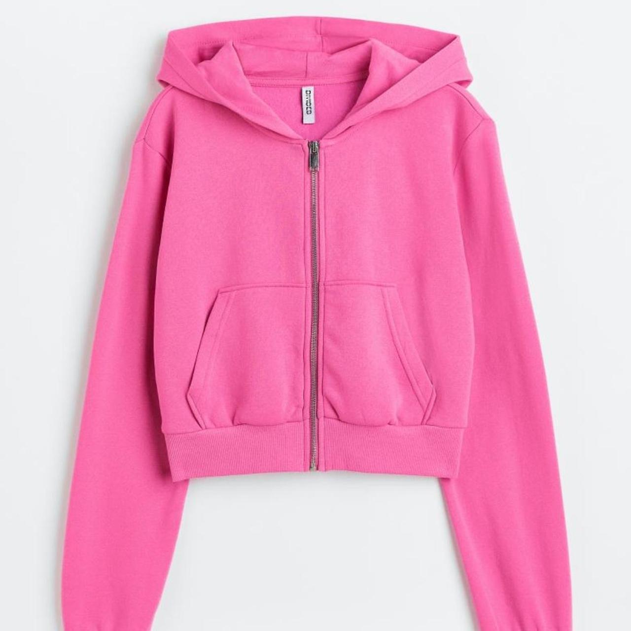 H&M PINK ZIPUP HOODIE - Depop