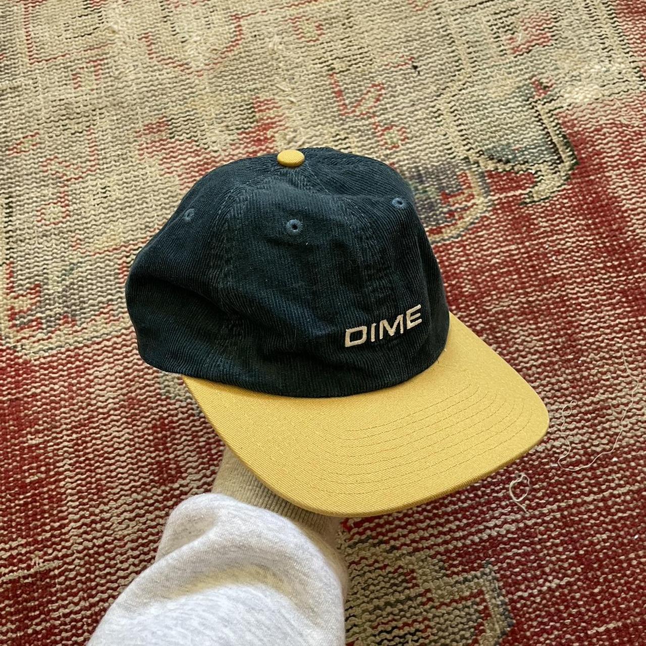 Dime snapback hat Navy/yellow Corduroy material - Depop