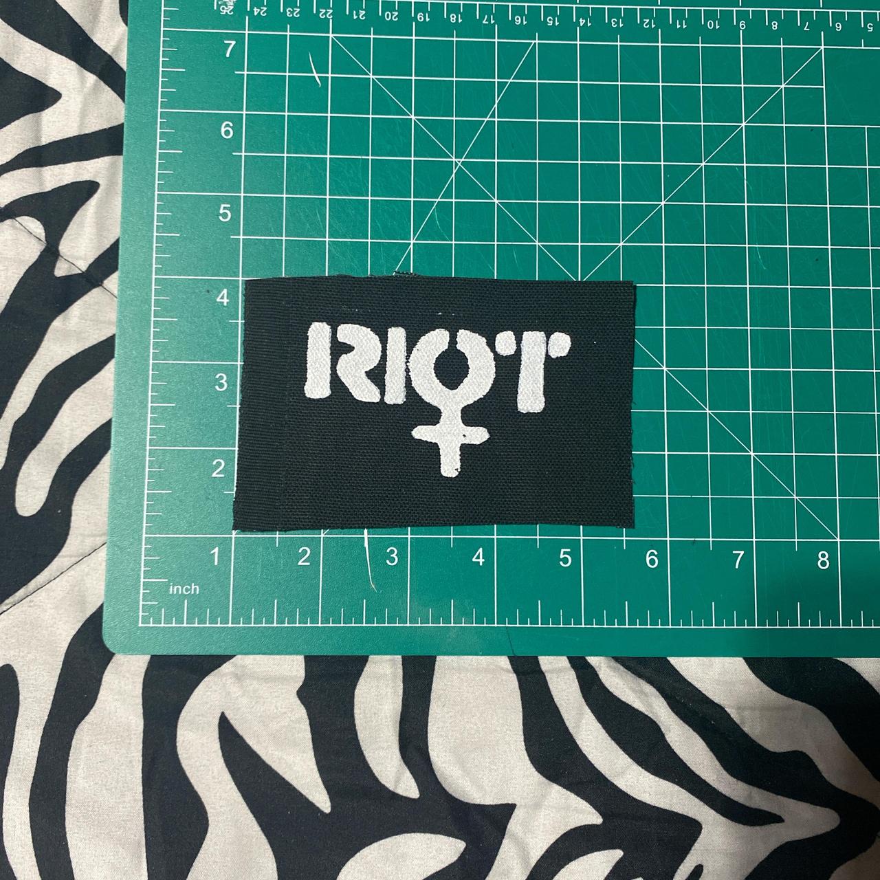 black and white riot grrrl sew on patch ️🦇please... - Depop