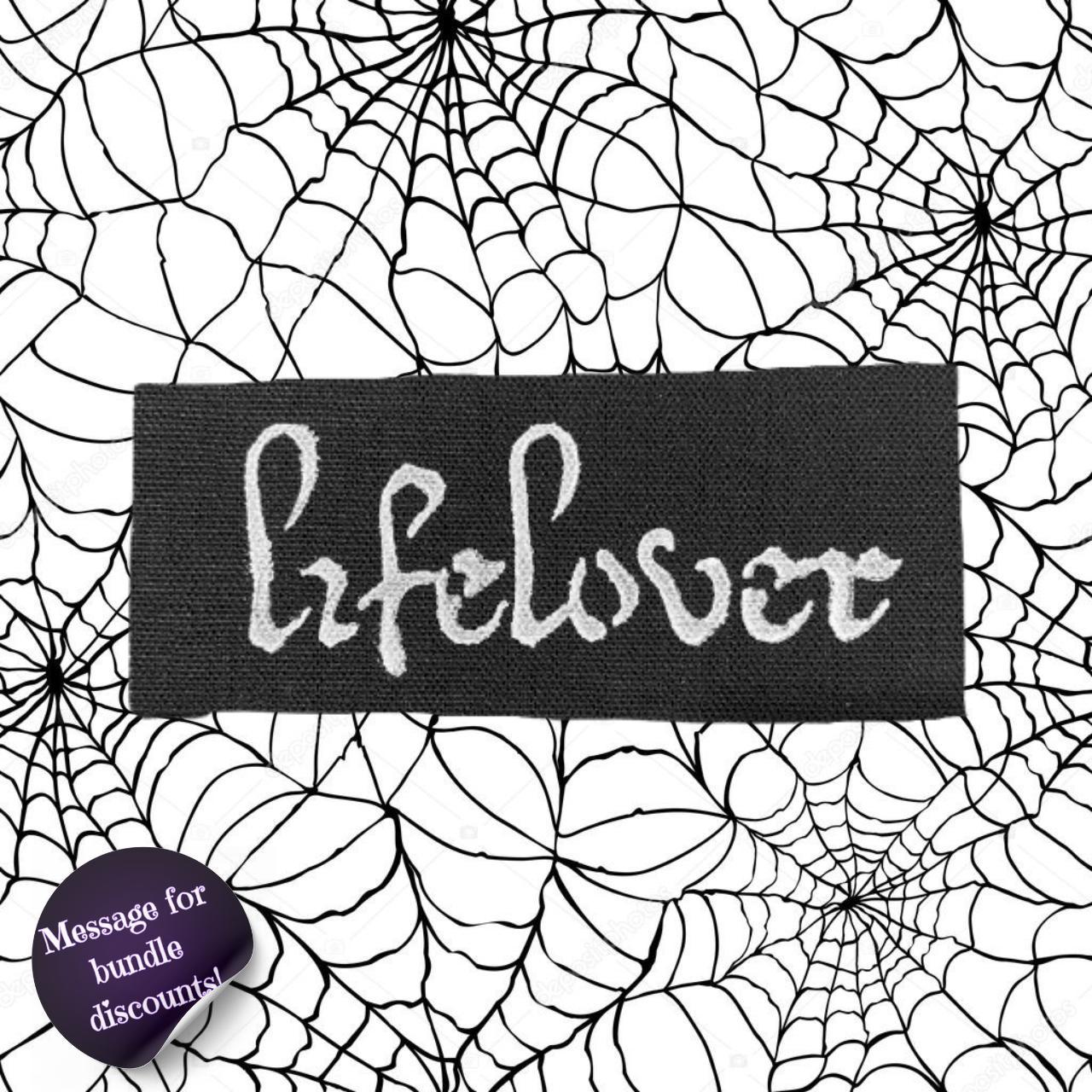 black and white lifelover sew on patch ️🦇please... - Depop