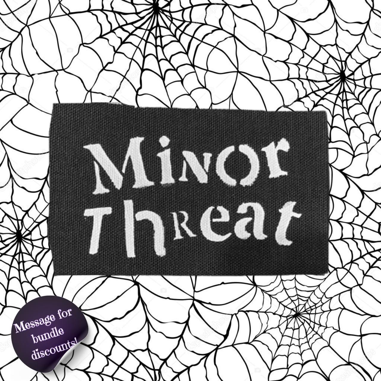 black and white minor threat sew on patch ️🦇please... - Depop