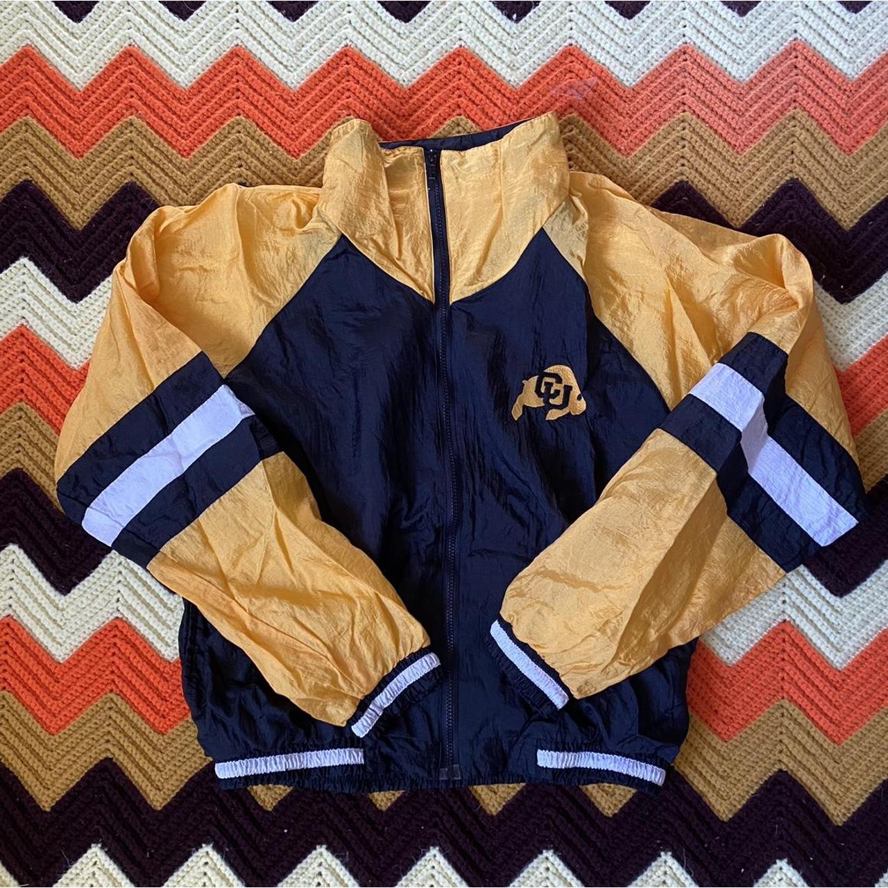 American Vintage Men's Black and Gold Jacket | Depop