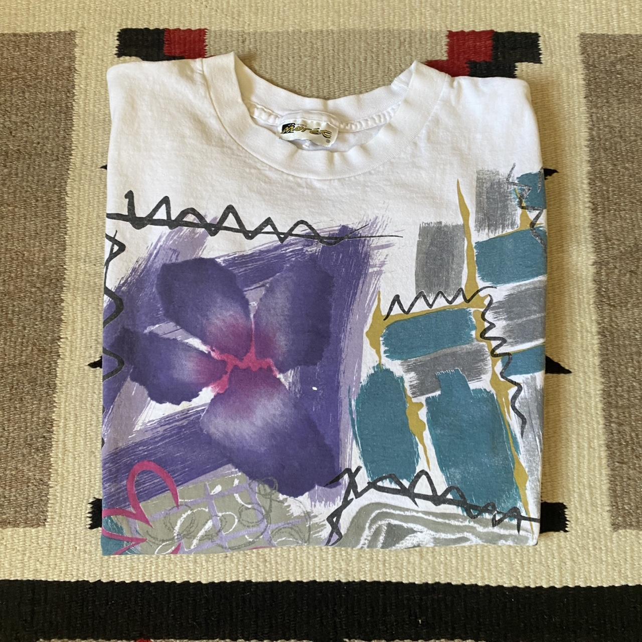 Vintage 1990s Jacques Morét abstract floral art... | Depop