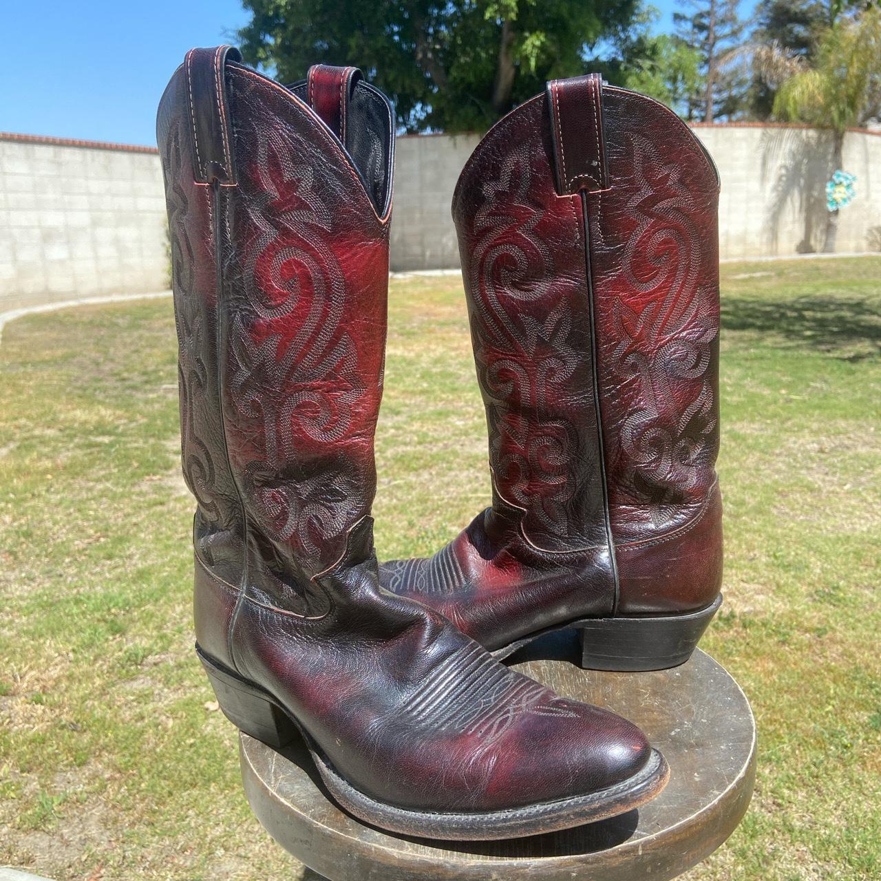 Men's Burgundy Boots | Depop
