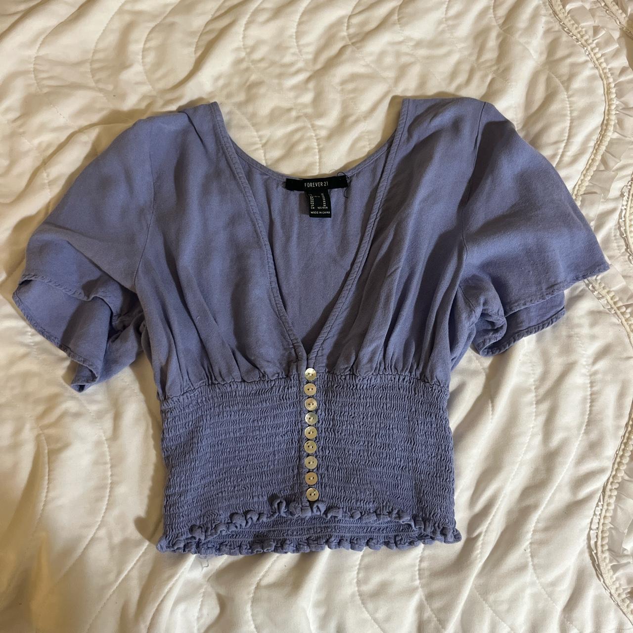 Forever 21 cute periwinkle top with shell detailed... - Depop