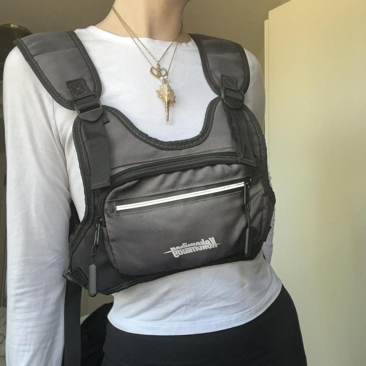 Black gorpcore vest - lots of pockets, adjustable,... - Depop