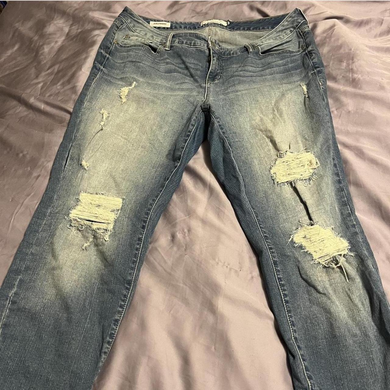 Torrid distressed girlfriend jeans with medium wash - Depop