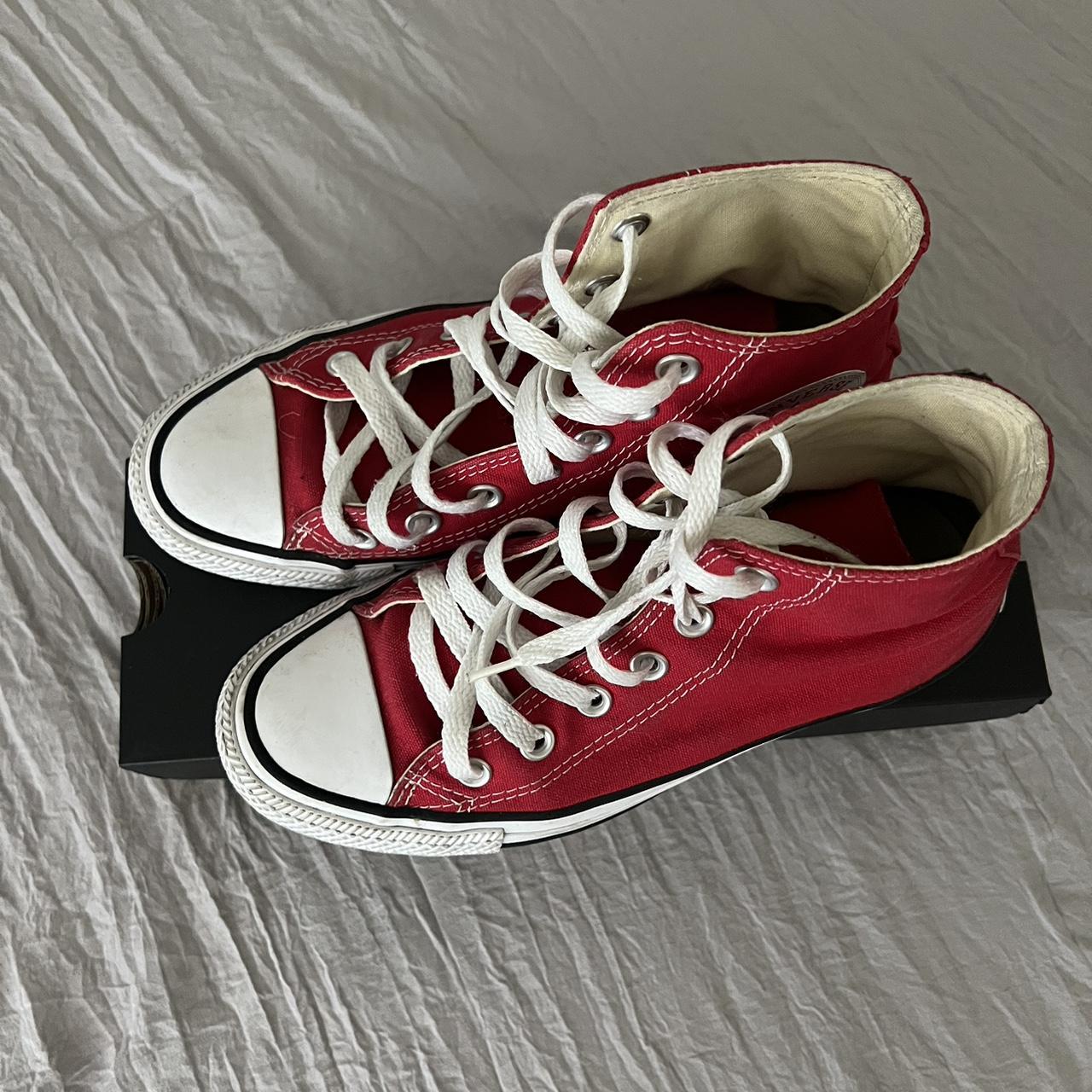 Red converse in very good condition adds a pop of... - Depop