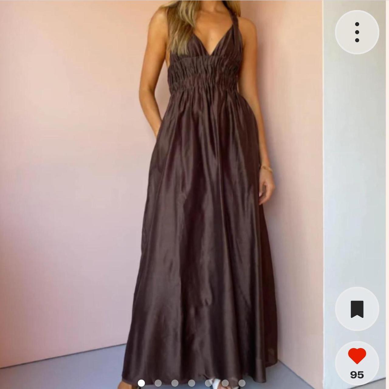 Sir Ange V Neck Gown in Chocolate repop Never worn... | Depop