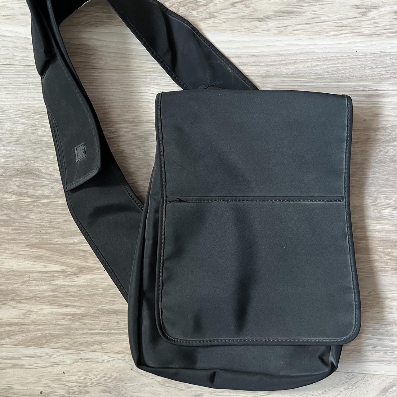 Super 2000s vintage black backpack Velcro shoulder... - Depop