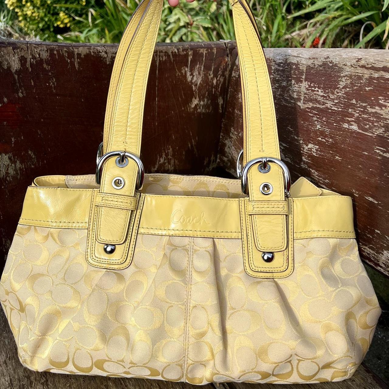 Vintage Coach Bag Yellow colour Signature Coach... - Depop