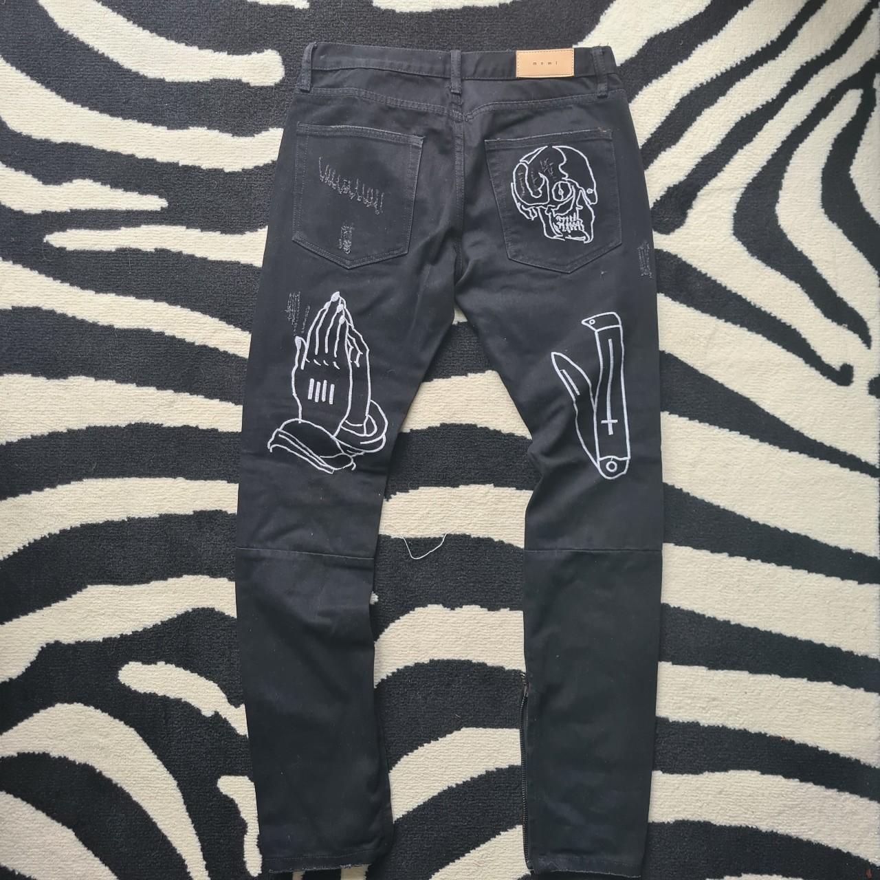 Men's Black and White Jeans | Depop