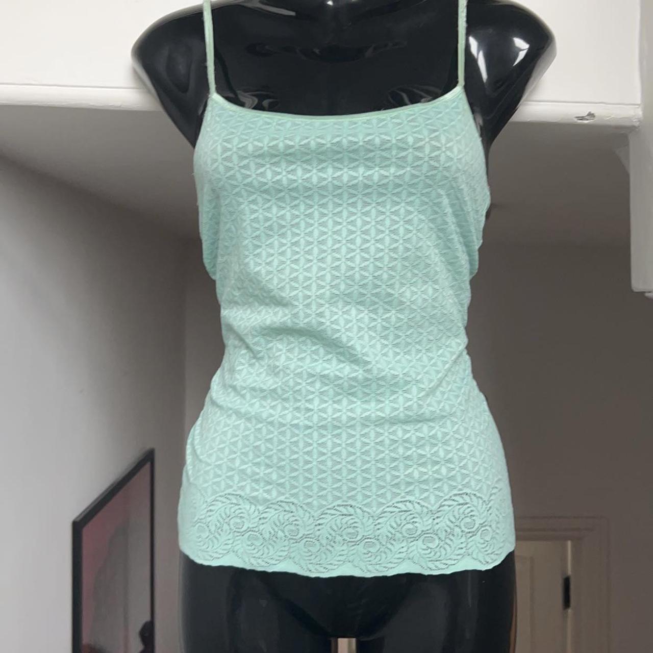mint blue/turquoise cami with gorgeous... - Depop